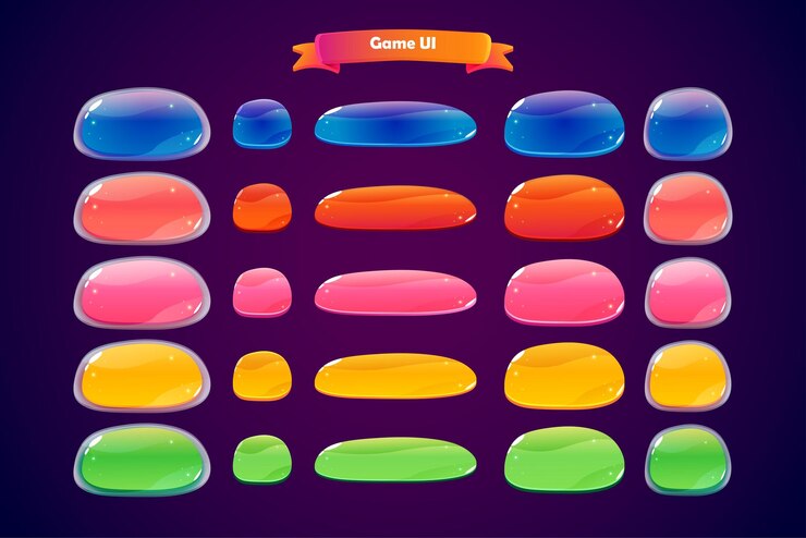 2d 게임 캐주얼 게임 벡터를 구축하기 위한 사용자 인터페이스 Gui의 게임 Ui 키트 세트는 모바일에서 사용할 수 있습니다