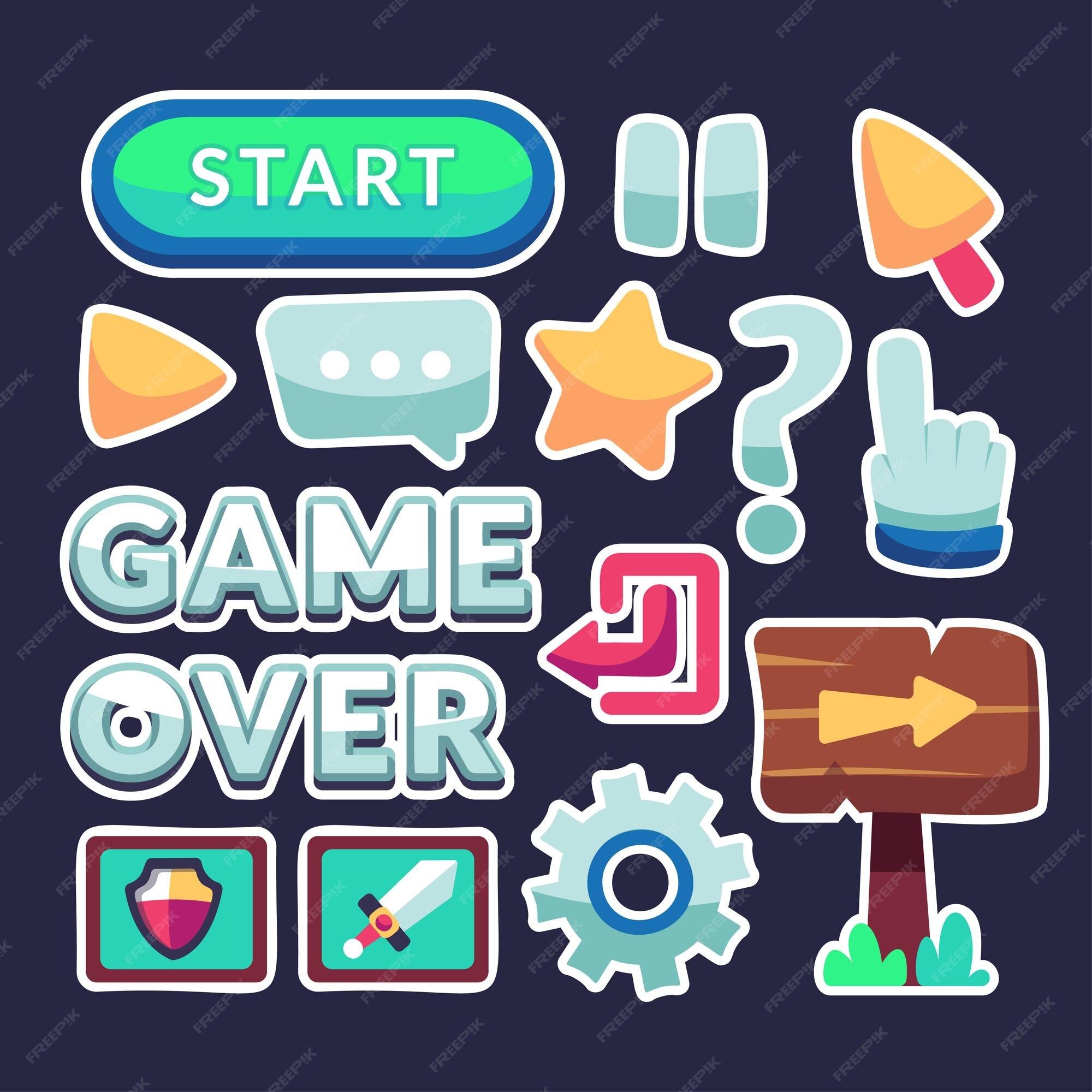 Premium Vector | Game ui kit set of user interface gui to build 2d games casual game vector can ...