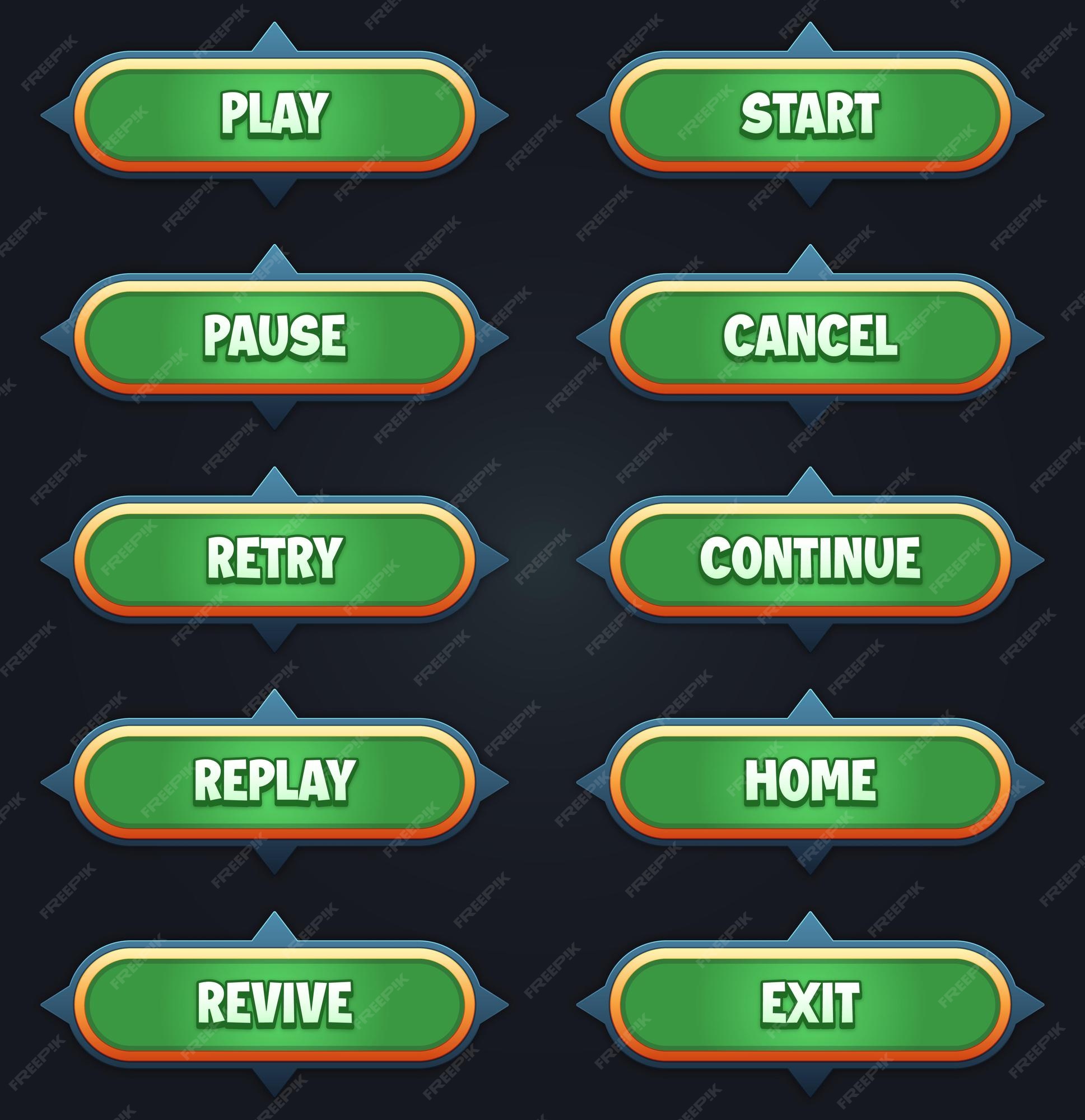 Premium Vector | Game ui set of green buttons with editable text effect gui to build 2d games ...