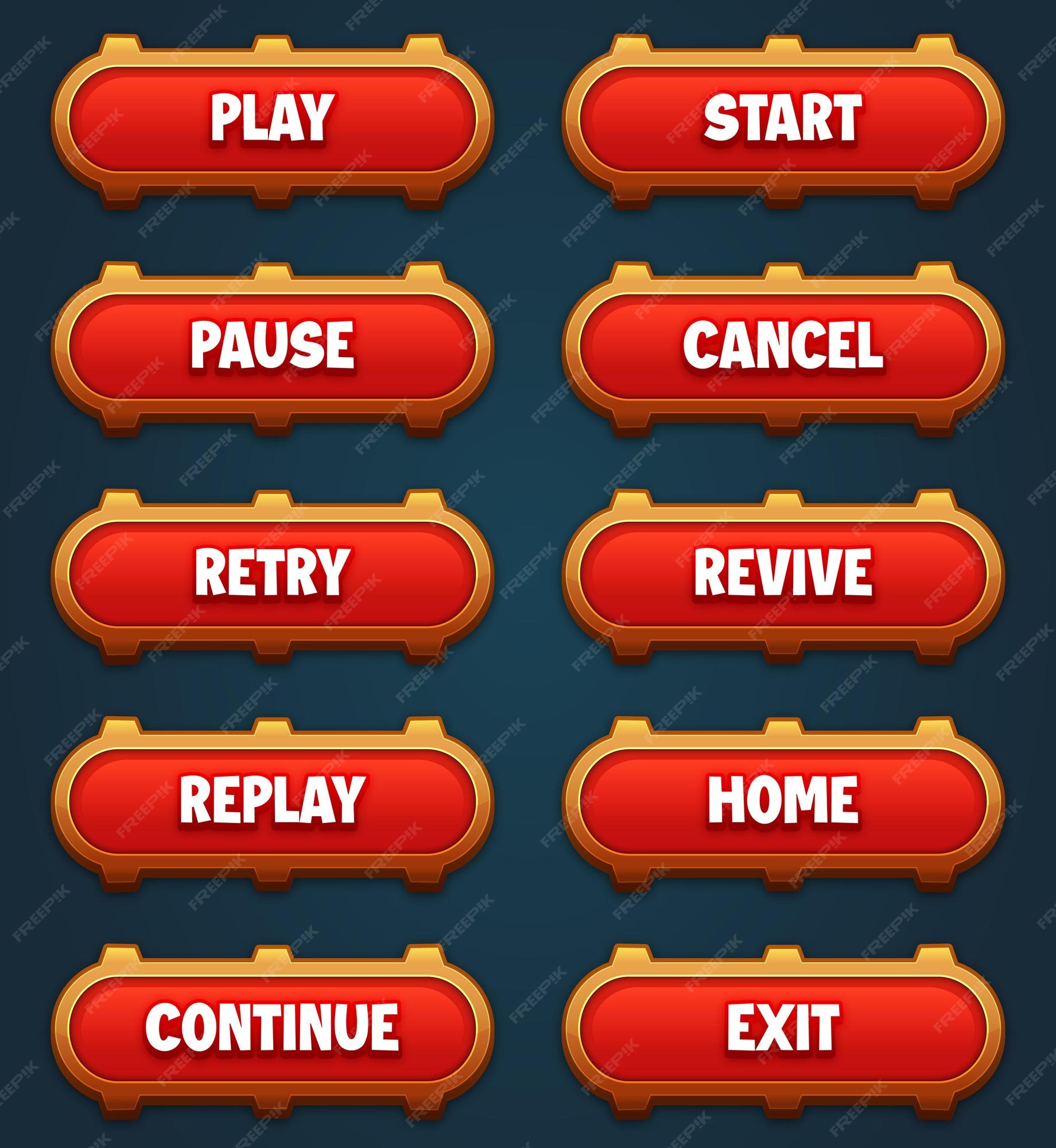 Premium Vector | Game ui set of red buttons with editable text effect gui to build 2d games game ...