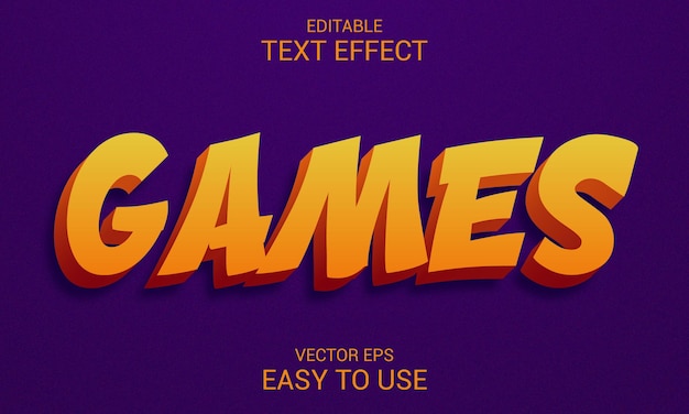 Premium Vector | Games editable 3d text effect style Premium Vector | Games editable 3d text effect style