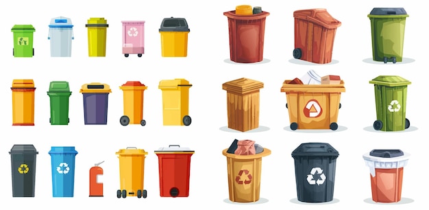 Premium Vector | Garbage containers vector icons Premium Vector | Garbage containers vector icons