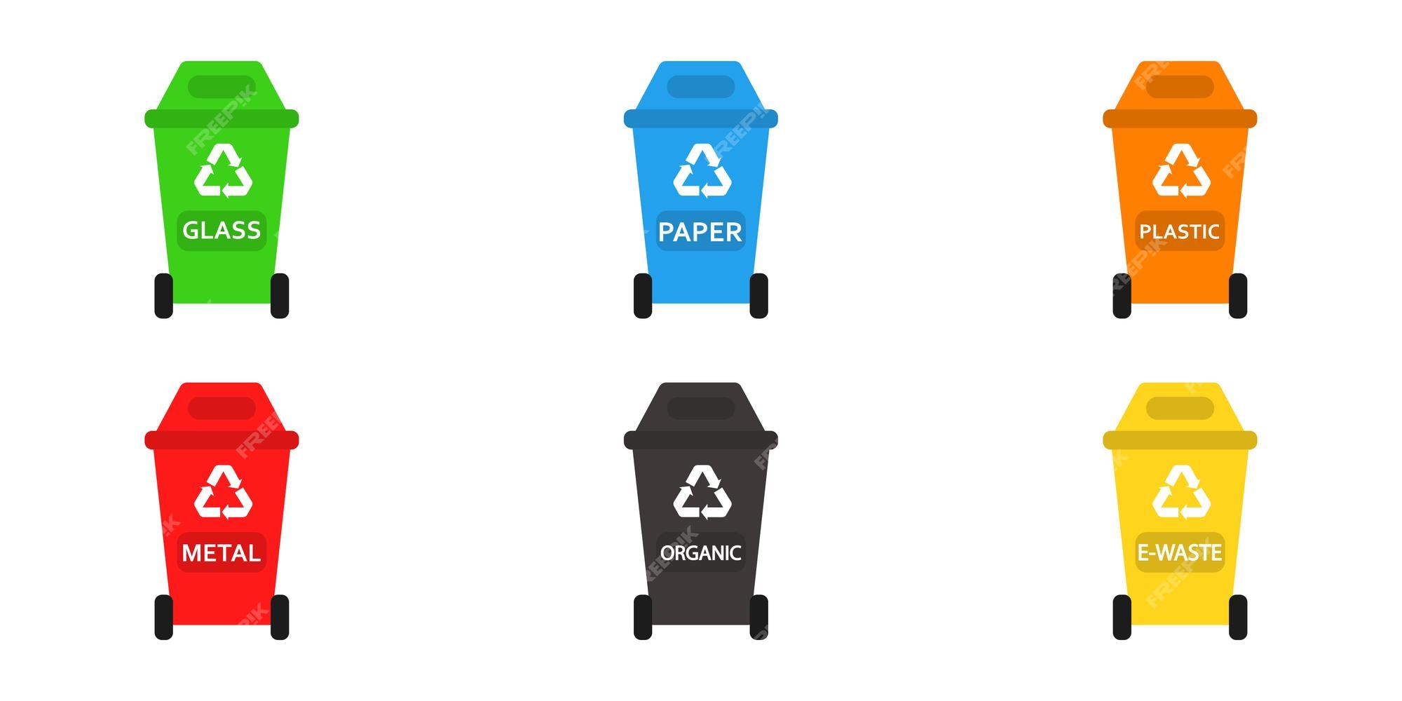 Premium Vector | Garbage sorting containers icons set. sorting garbage ... Premium Vector | Garbage sorting containers icons set. sorting garbage ...