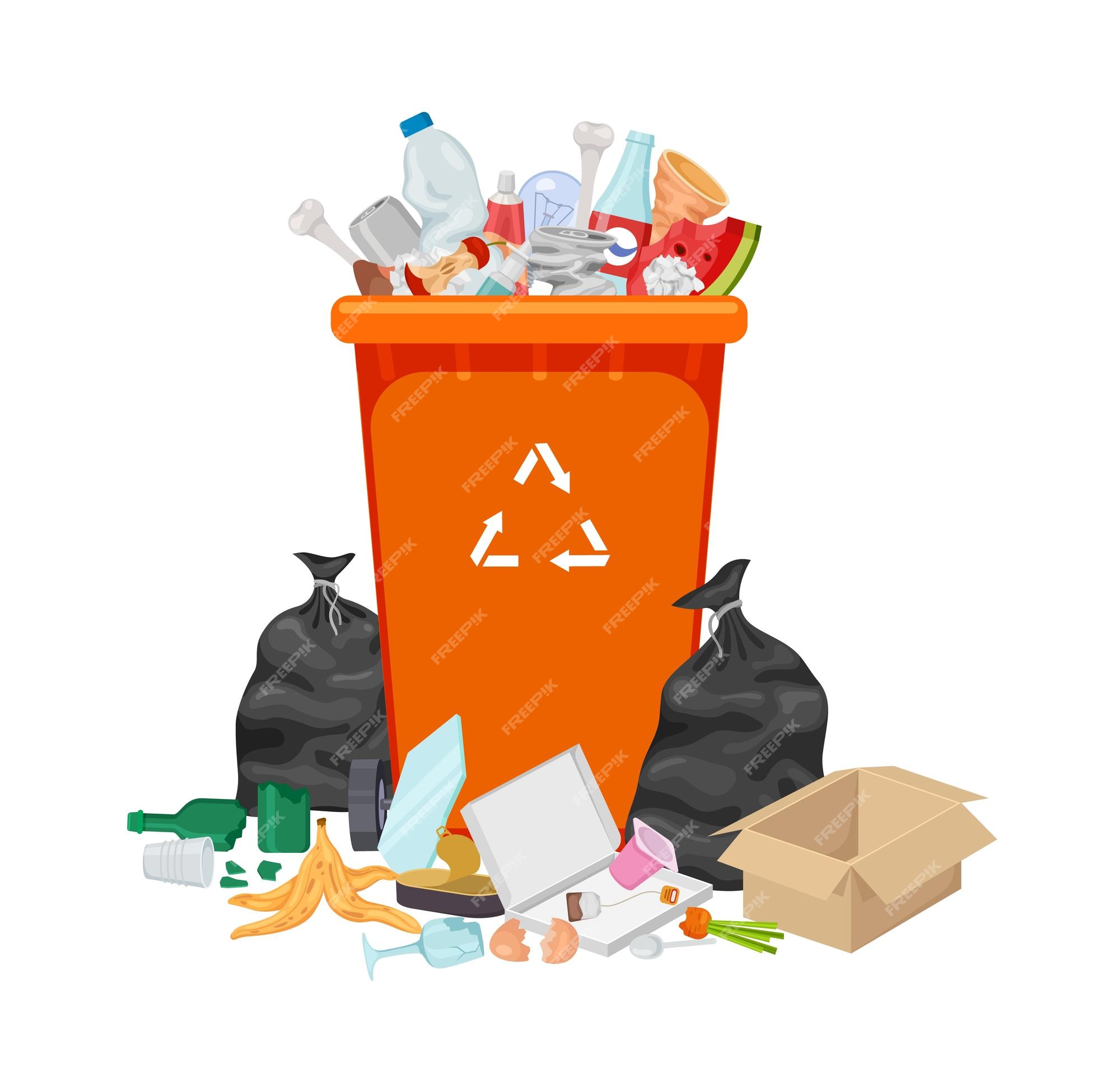 Premium Vector | Garbage waste Closeup dustbin dirty garbage in ... Premium Vector | Garbage waste Closeup dustbin dirty garbage in ...