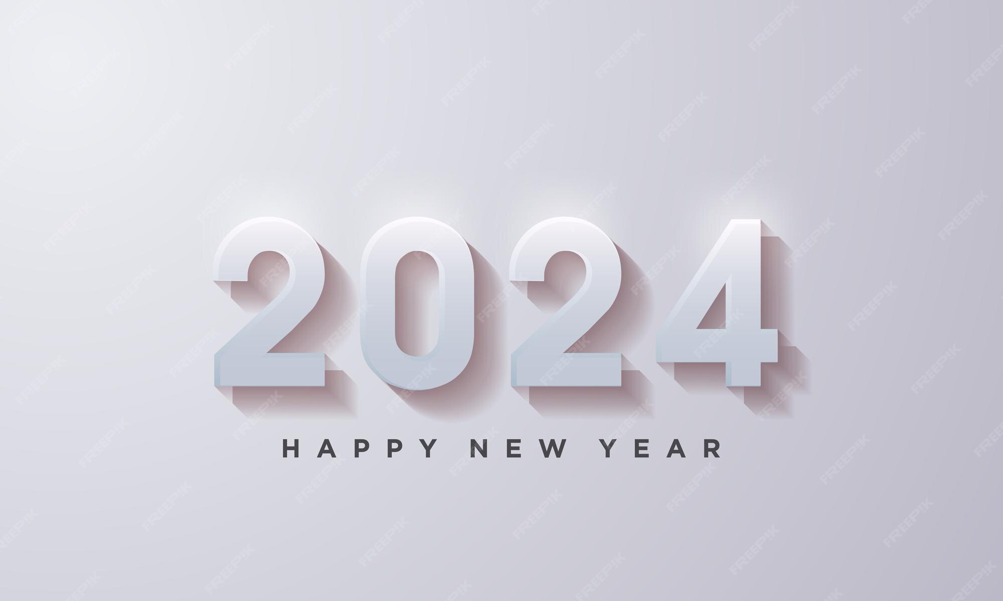 Gelukkig nieuwjaar 2024 met moderne zilveren cijfers | Premium Vector Gelukkig nieuwjaar 2024 met moderne zilveren cijfers | Premium Vector