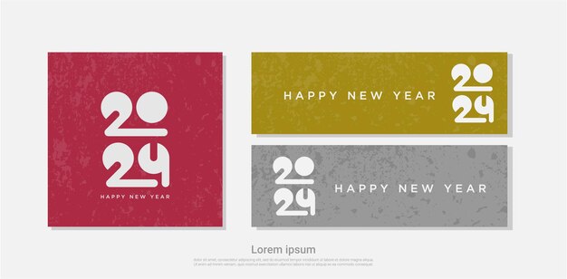 Gelukkig nieuwjaar 2024 met typografie concept nieuwjaar set van 2024 ... Gelukkig nieuwjaar 2024 met typografie concept nieuwjaar set van 2024 ...