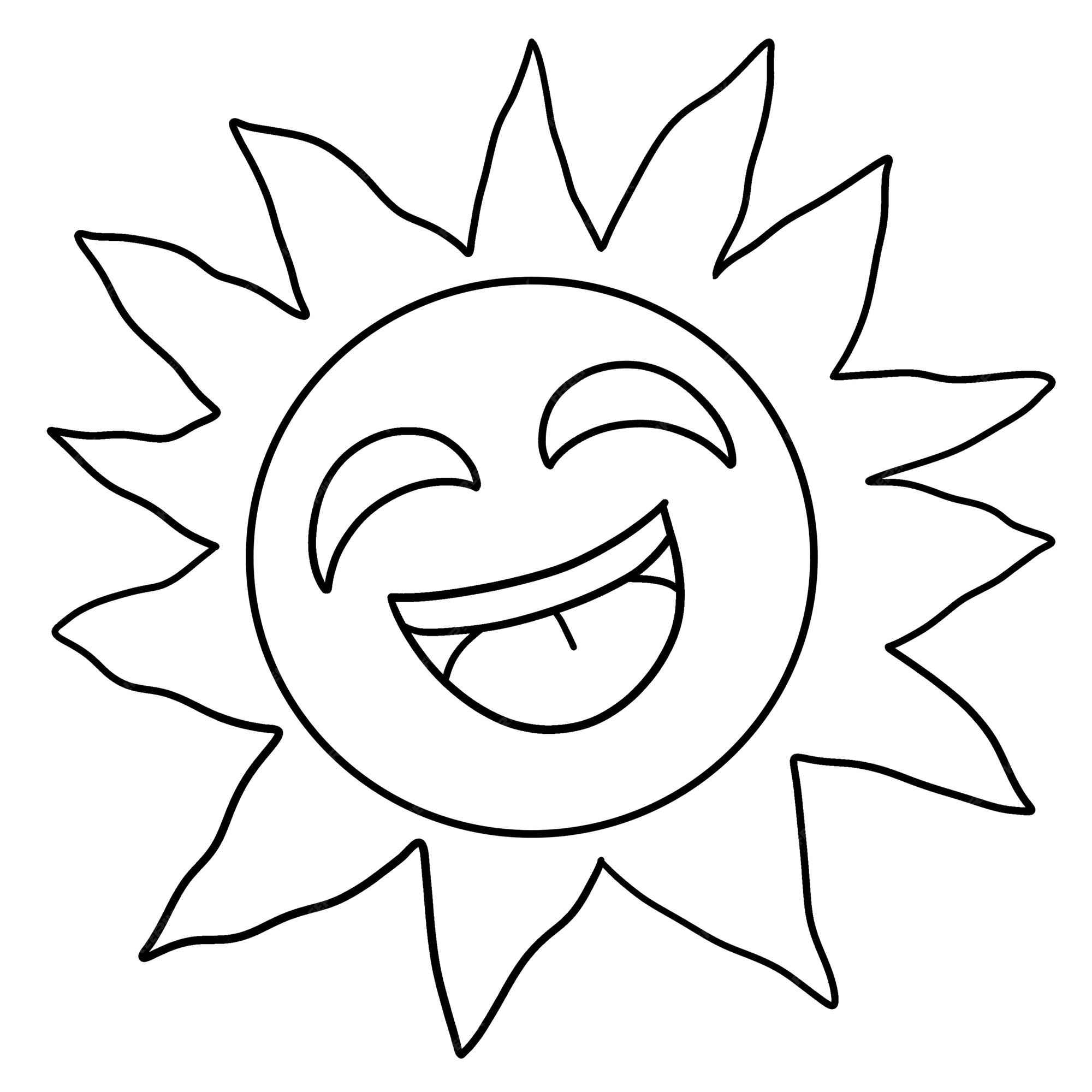 Gelukkige zon geïsoleerde kleurplaat voor kinderen | Premium Vector Gelukkige zon geïsoleerde kleurplaat voor kinderen | Premium Vector