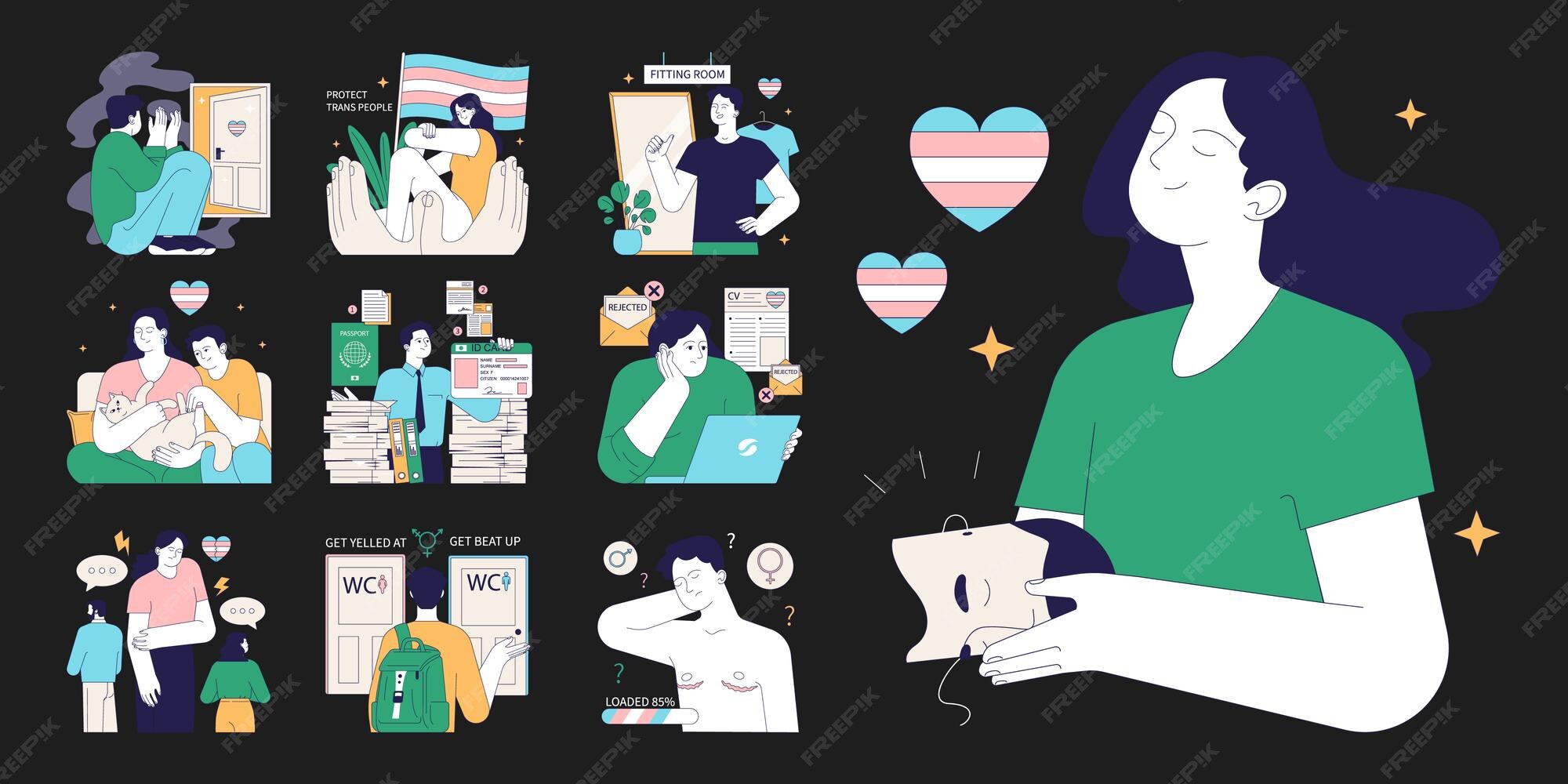 Premium Vector | Gender transition pros and cons dark or night set ... Premium Vector | Gender transition pros and cons dark or night set ...