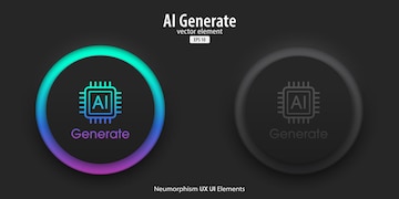 Premium Vector | Generative AI buttons A set of active and inactive black buttons with Generate ...