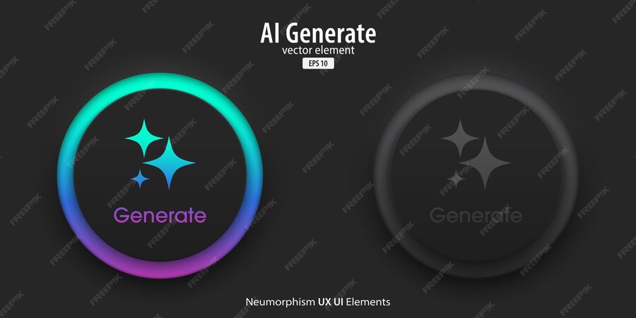 Premium Vector | Generative AI buttons A set of active and inactive black buttons with Generate ...