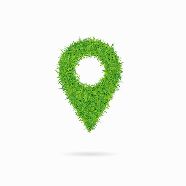 Premium Vector | Geo pin composed of green grass Premium Vector | Geo pin composed of green grass