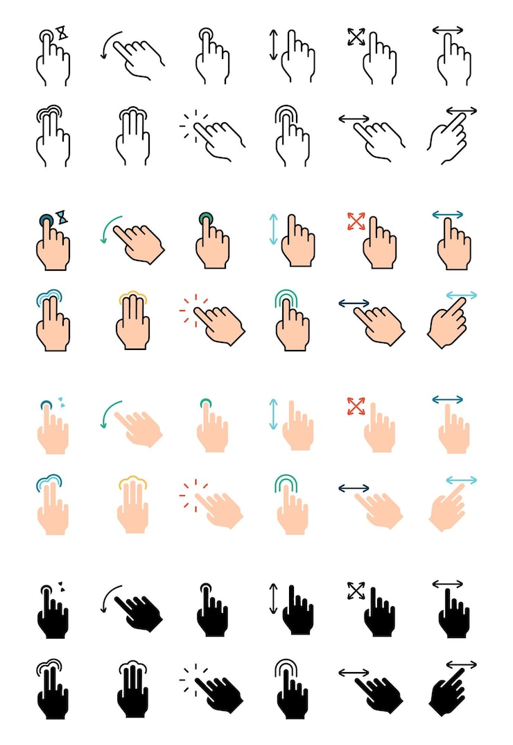Premium Vector | Gesture set icon Swipe tap doubleclick rotate pinch zoom scroll gesture ...