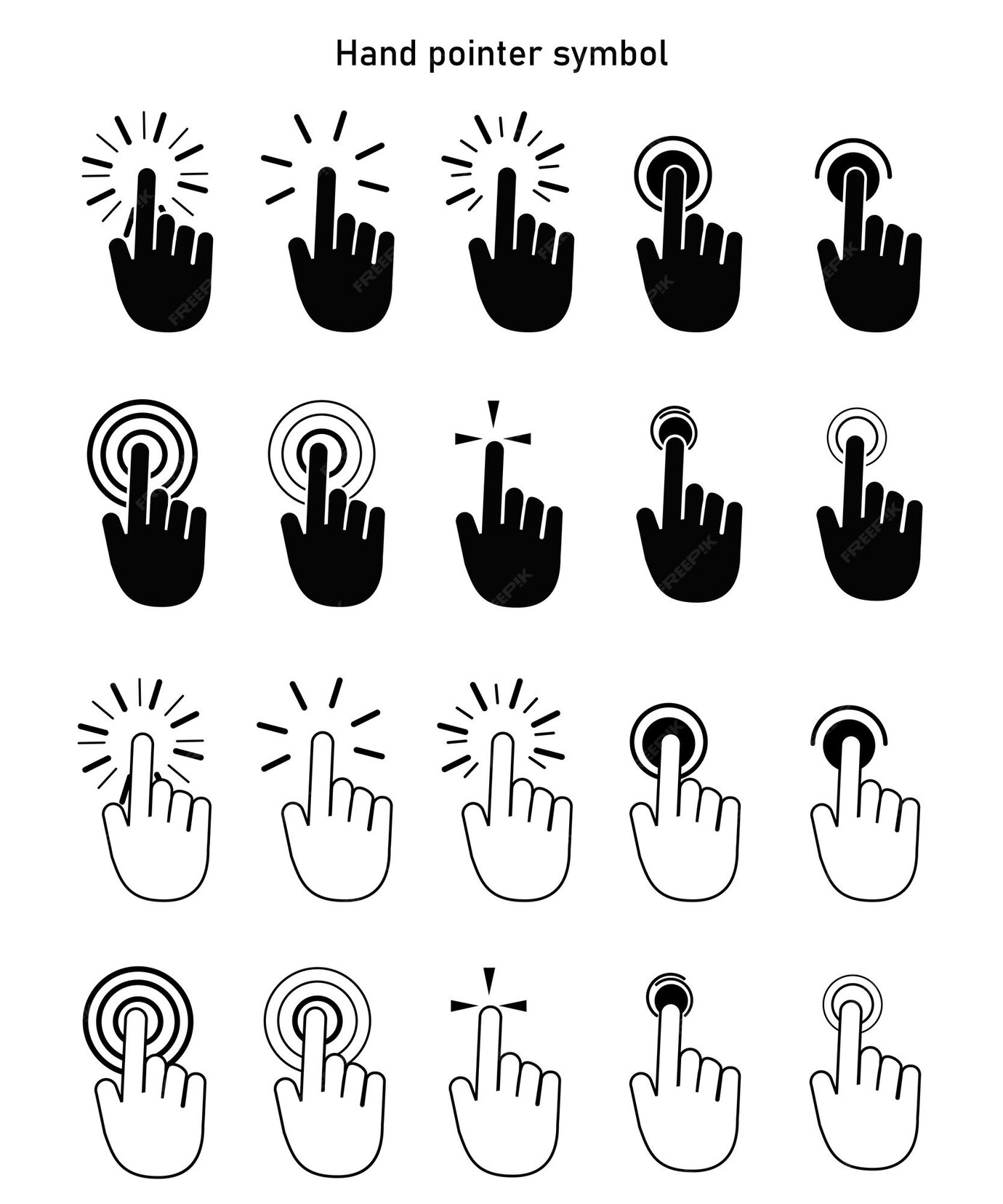 Premium Vector | Get it touch Set of Hand pointer symbol in trendy flat style Computer mouse ...