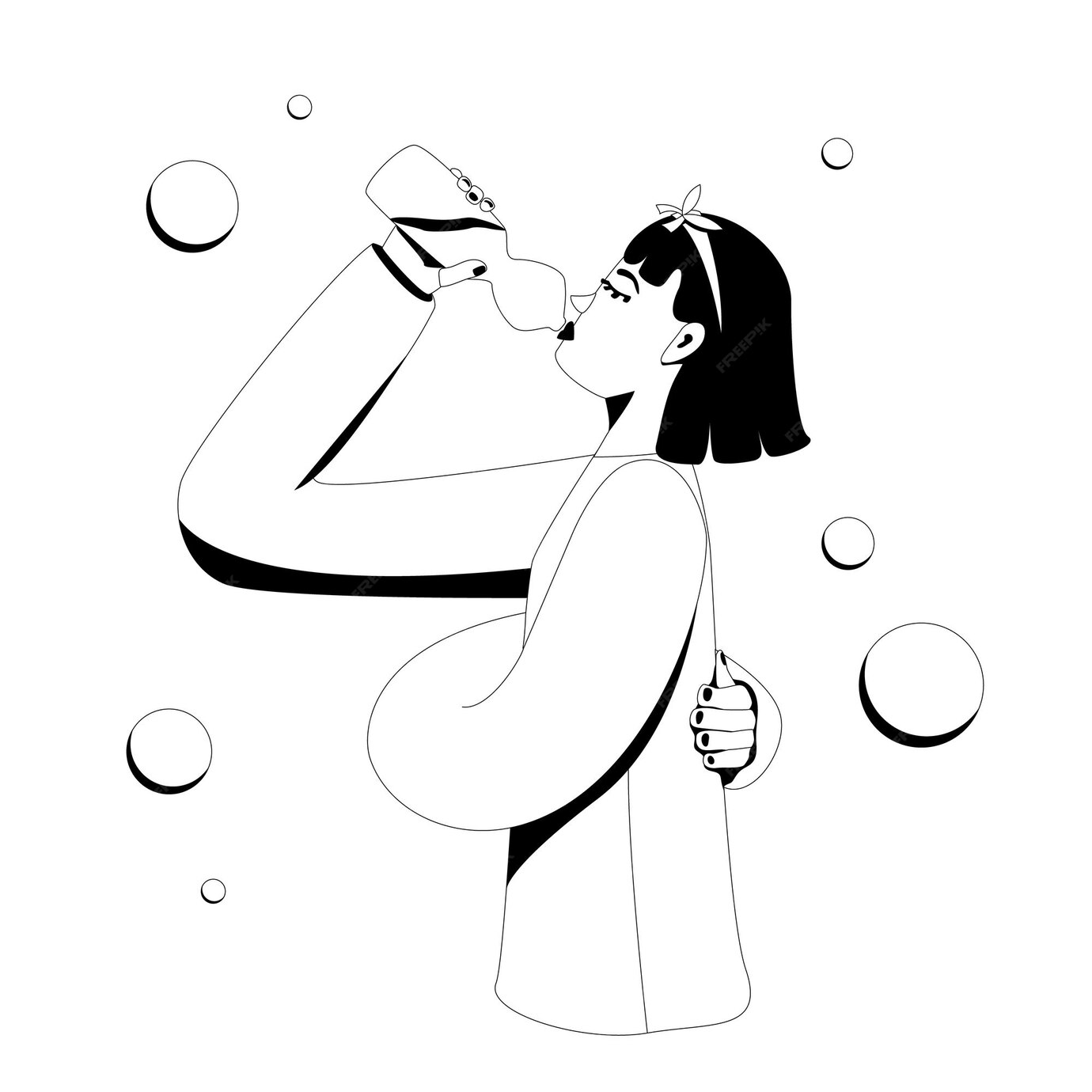Premium Vector Girl Drinking Water Self Care Woman Self Care