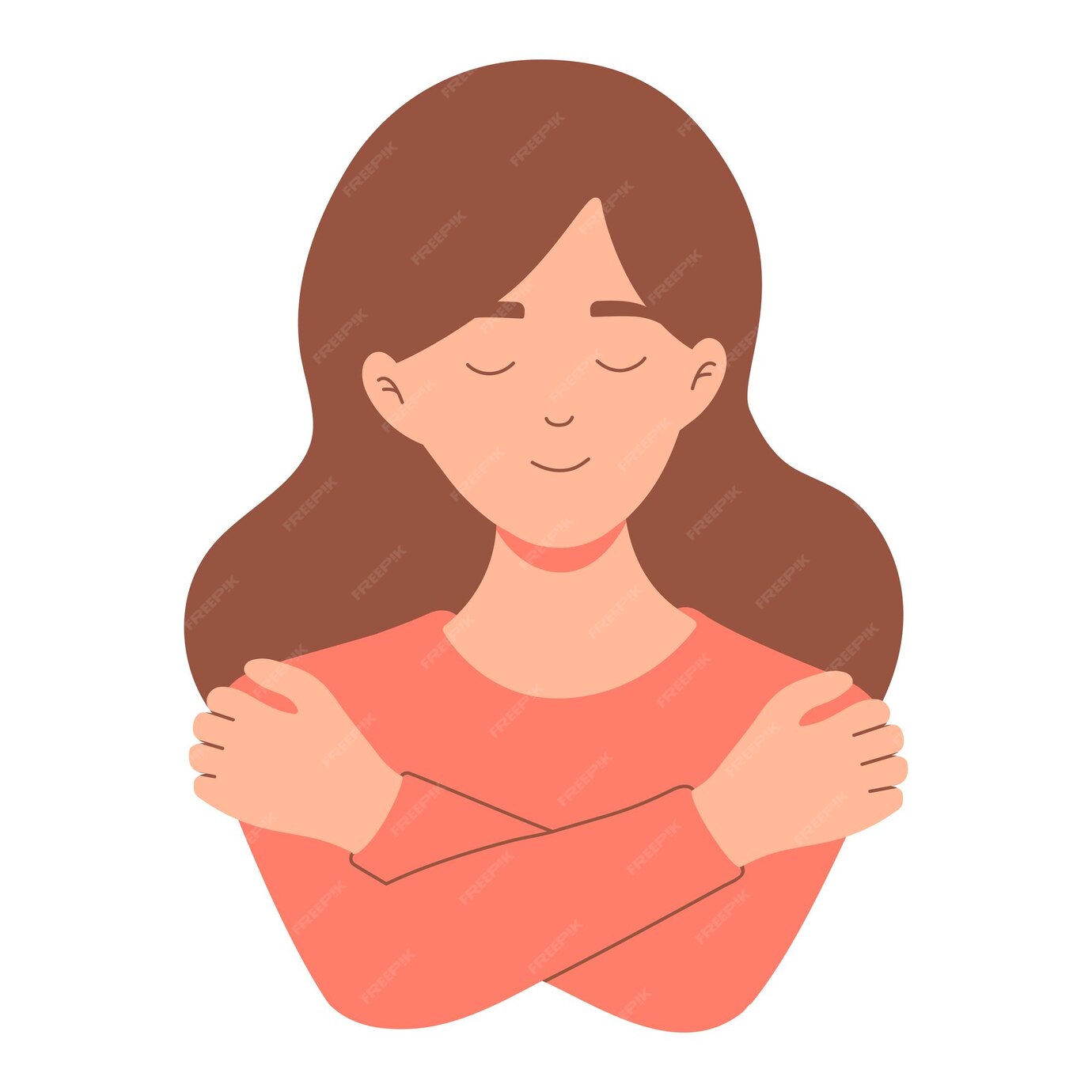 Premium Vector Girl Hugging Herself Self Care Love Yourself Concept