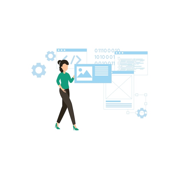 Premium Vector The Girl Is Working On Codings