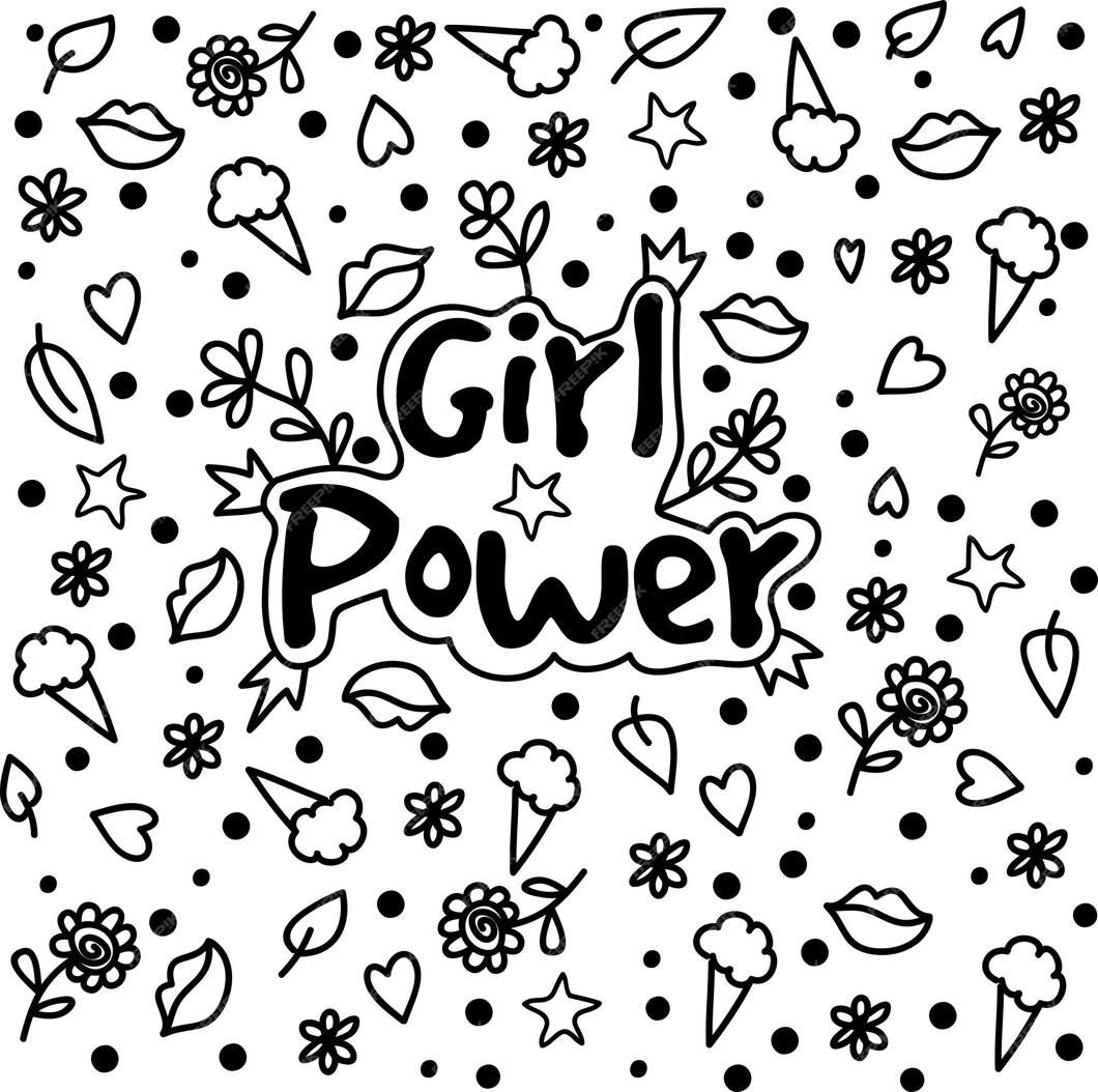 Premium Vector Girl Power Feminism Quote Hand Drawn Illustration In