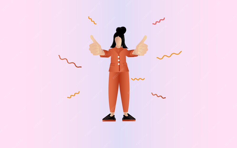 Premium Vector | Girl showing like sign concept illustration Premium Vector | Girl showing like sign concept illustration