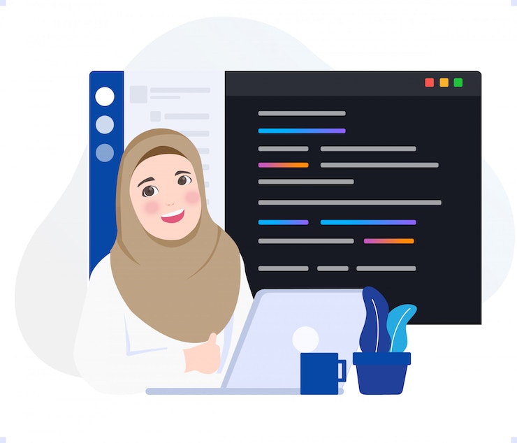 Premium Vector | The girl student of participant bootcamp writing ...