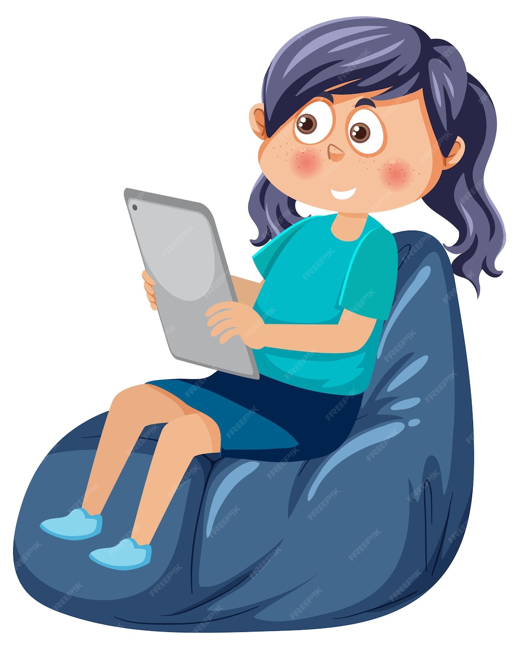 Premium Vector | A girl using tablet Premium Vector | A girl using tablet