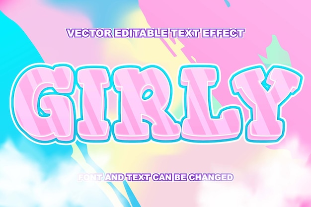Premium Vector | Girly cute kawai collorful pink feminine editable text ... Premium Vector | Girly cute kawai collorful pink feminine editable text ...