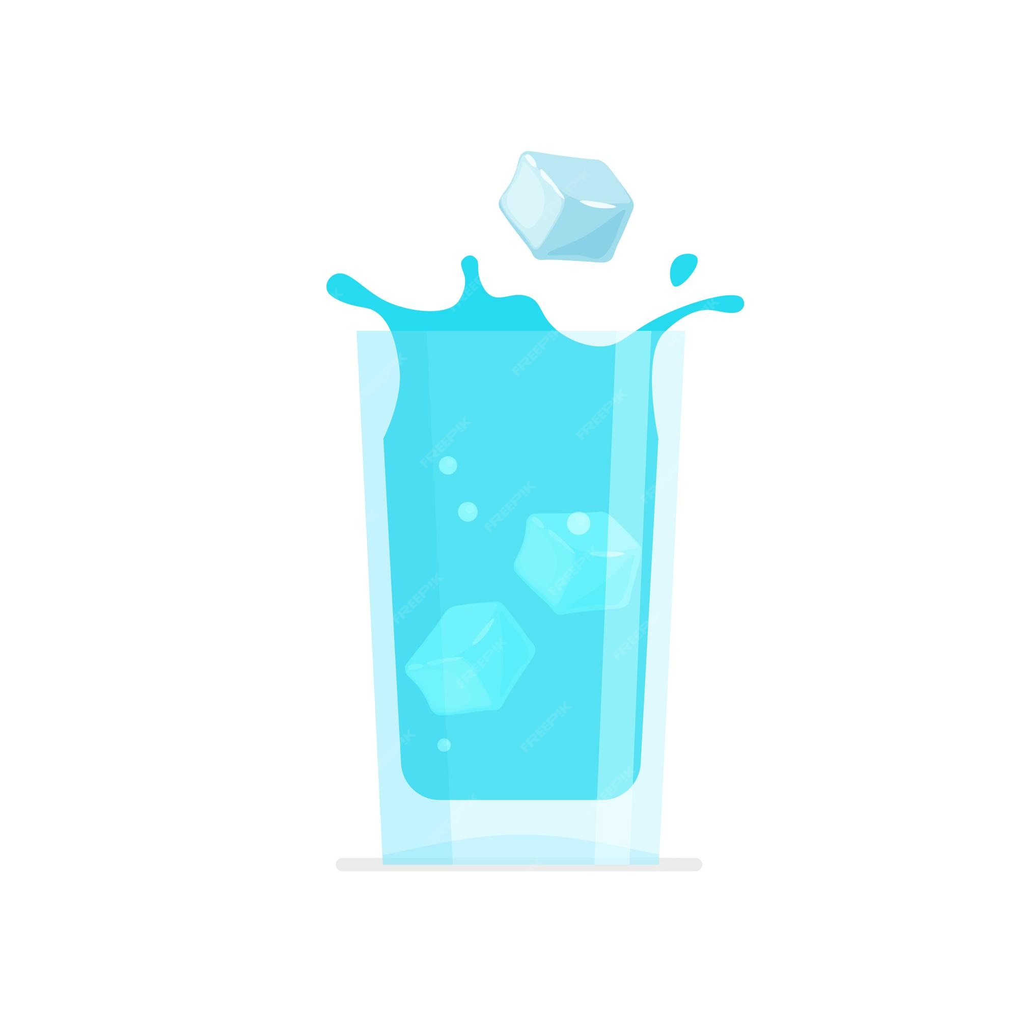 Premium Vector Glass Of Cool Water With Splashes Vector Illustration In Trendy Flat Style
