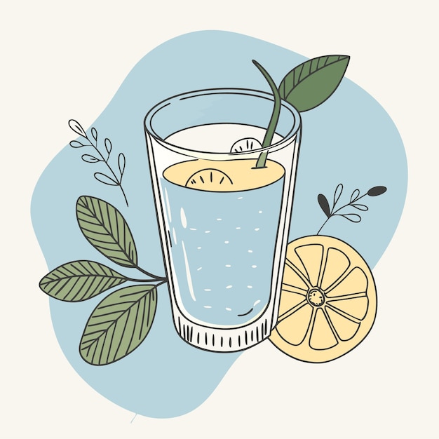 Premium Vector | A glass of lemonade with lemons and lemons Premium Vector | A glass of lemonade with lemons and lemons