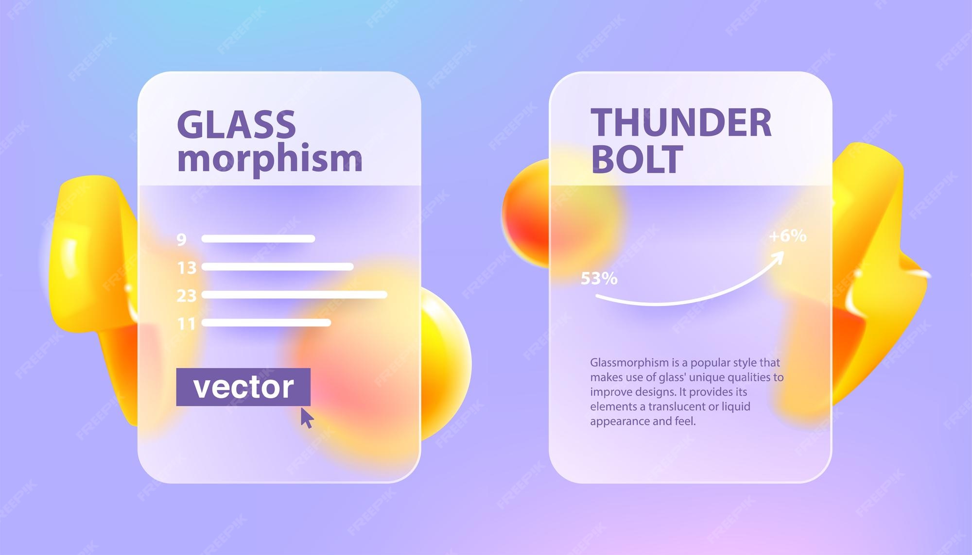 Premium Vector Glassmorphism Infographics Charts Concept With Lightning And Spheres Mate Glass