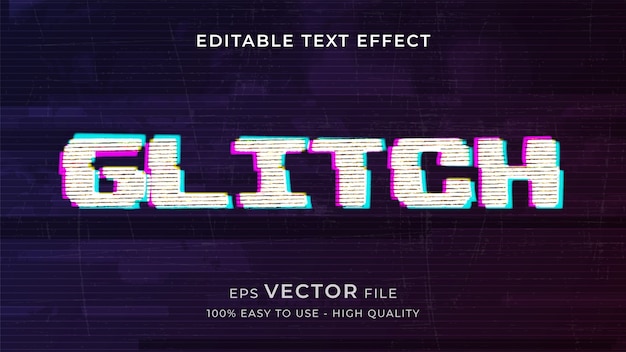 Premium Vector | Glitch editable text effect Premium Vector | Glitch editable text effect