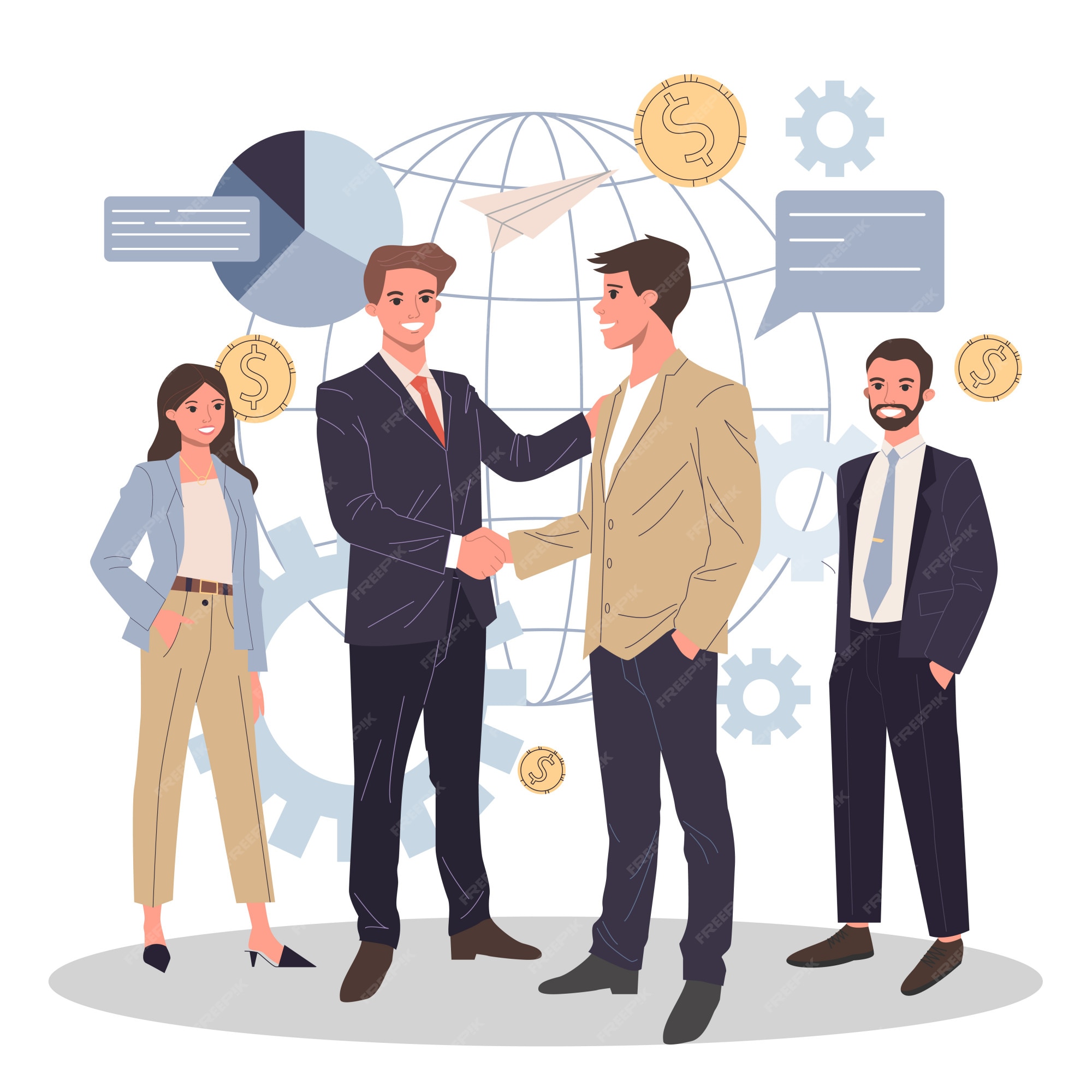 Premium Vector | Global business partnership illustration Premium Vector | Global business partnership illustration