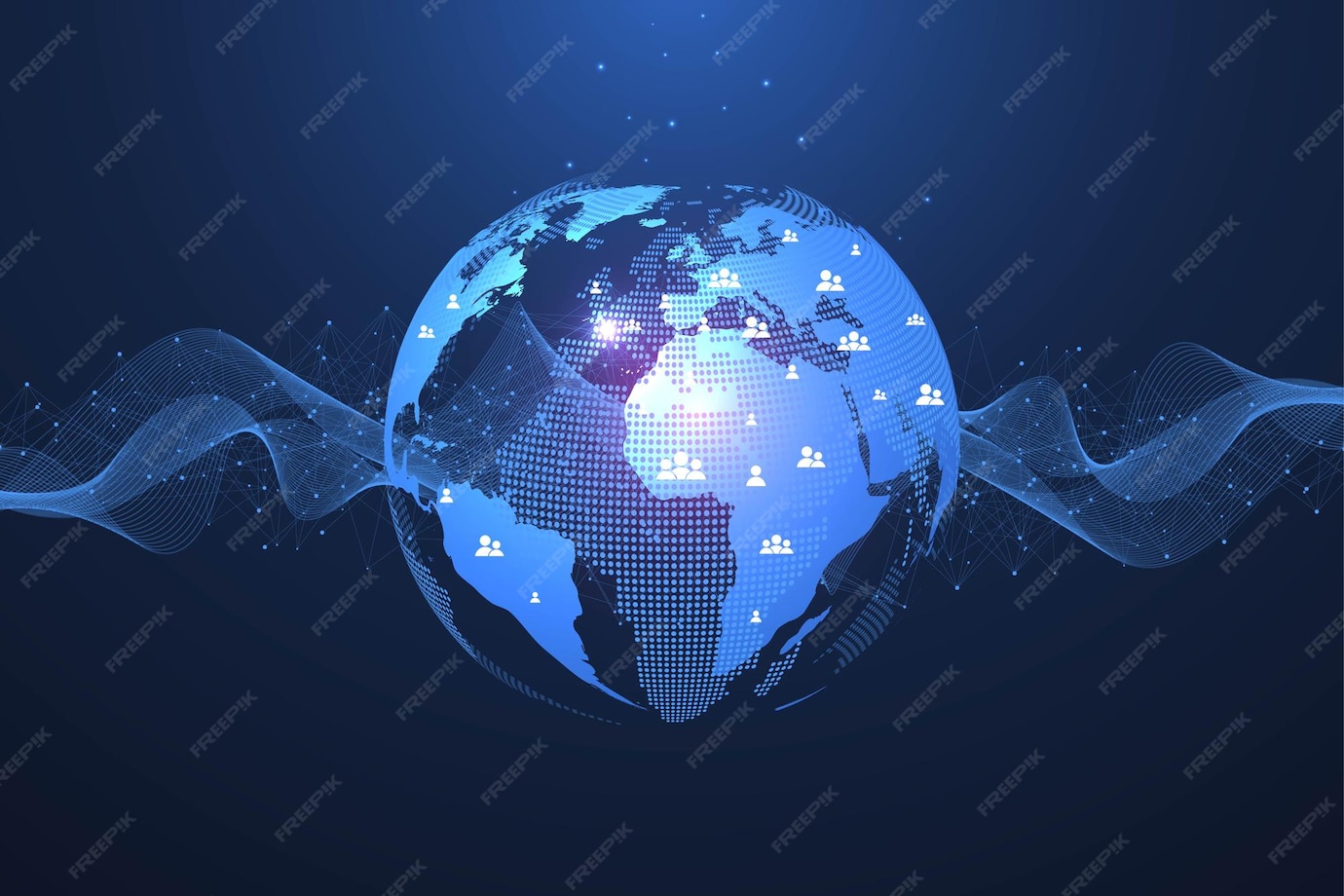 Premium Vector Global Network Connection Concept Big Data Visualization Social Network
