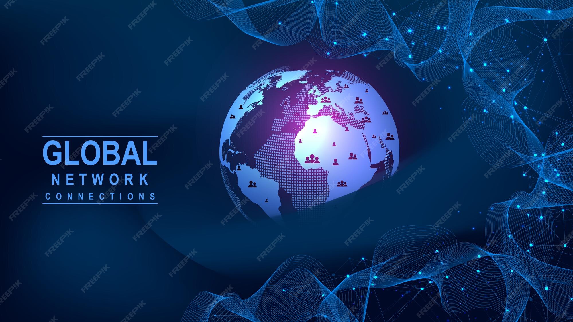 Premium Vector Global Network Connection Concept Big Data Visualization Social Network