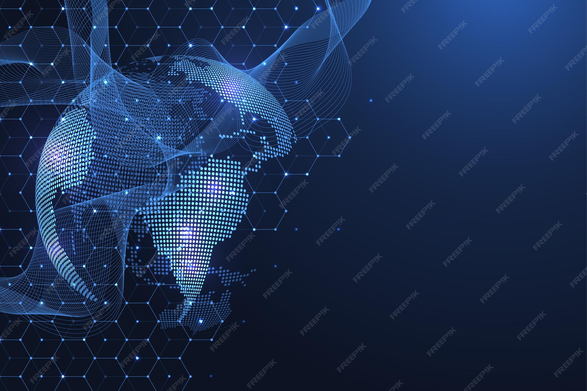 글로벌 네트워크 연결 개념입니다 빅 데이터 시각화 글로벌 컴퓨터 네트워크에서 소셜 네트워크 통신 인터넷 기술 사업 과학