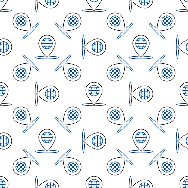 Premium Vector | Globe geo pin vector concept line seamless pattern Premium Vector | Globe geo pin vector concept line seamless pattern