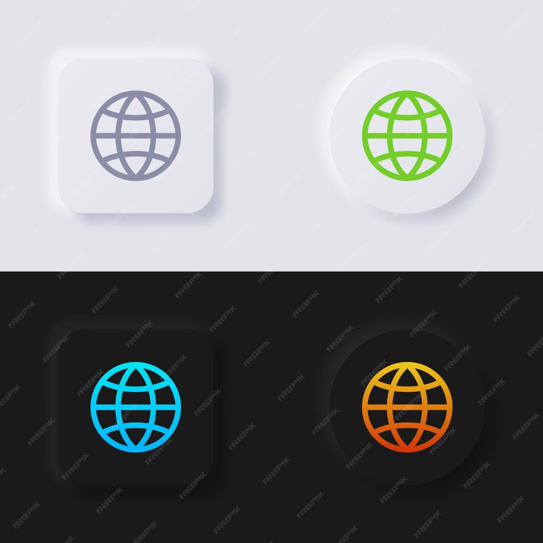 Premium Vector | Globe symbol icon set multicolor neumorphism button soft ui design for web ...