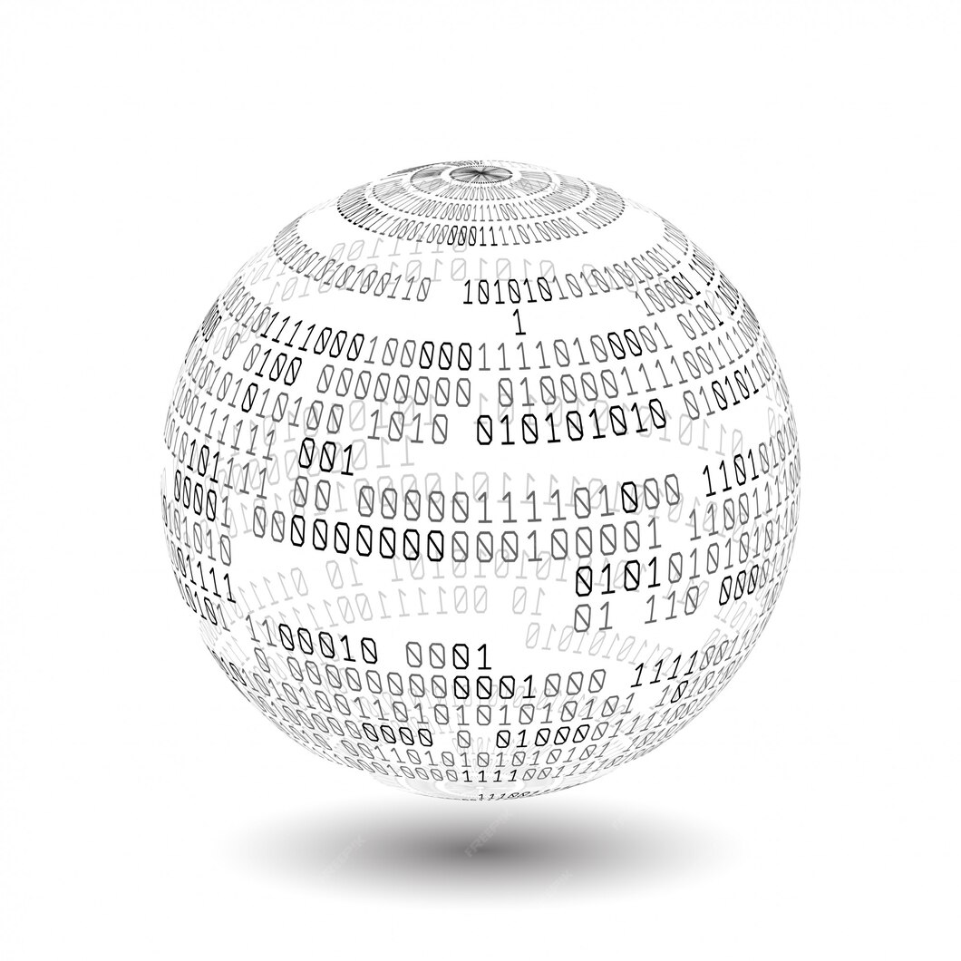 Premium Vector | Globe with binary code. ball of binary code. digital technology. data sorting ...