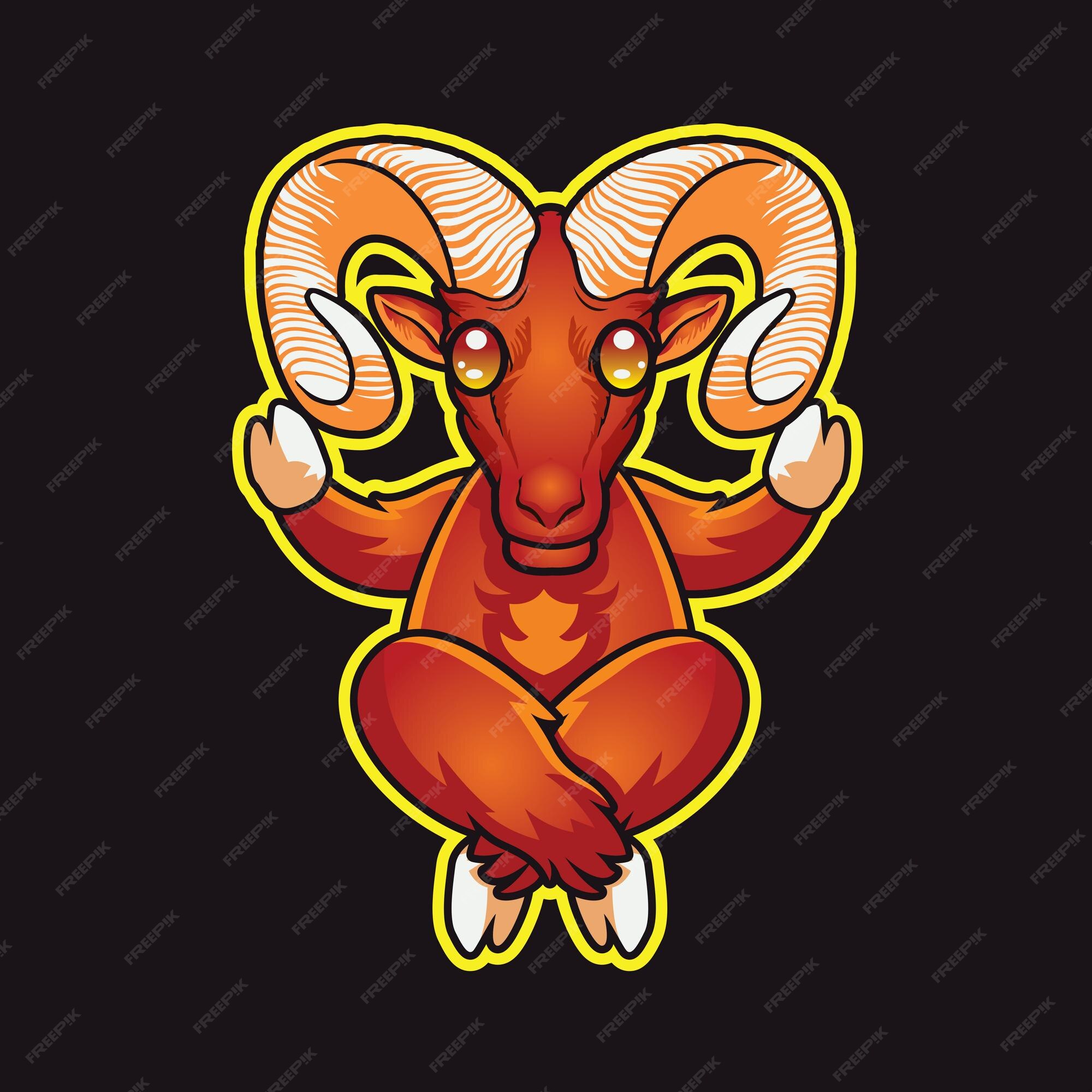 Premium Vector A Goat With Horns On A Black Background
