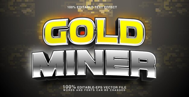 Premium Vector | Gold miner text effect Premium Vector | Gold miner text effect