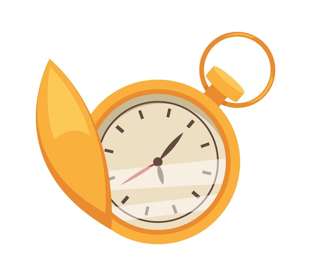Premium Vector | Gold pocket watch flat icon Premium Vector | Gold pocket watch flat icon
