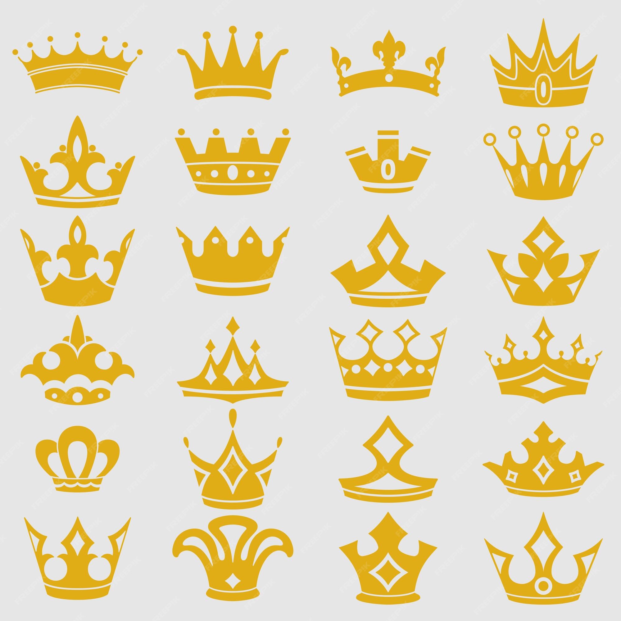 Premium Vector Golden Crown Vector Illustration Set