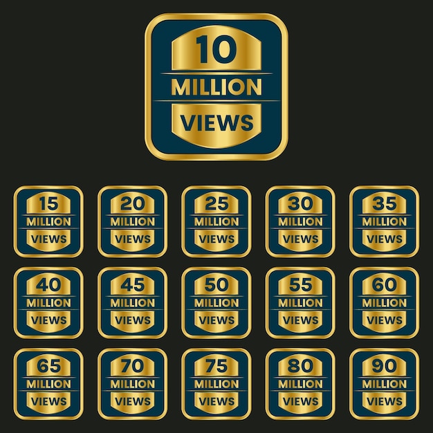 Premium Vector | Golden views celebration clipart 10 million views to ... Premium Vector | Golden views celebration clipart 10 million views to ...