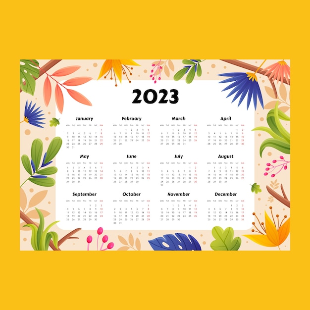 Premium Vector | Gradient 2023 annual calendar template Premium Vector | Gradient 2023 annual calendar template