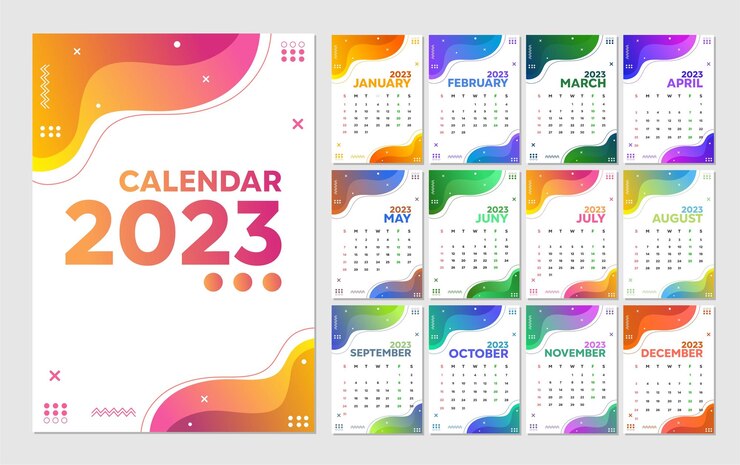 Premium Vector | Gradient 2023 calendar template Premium Vector | Gradient 2023 calendar template