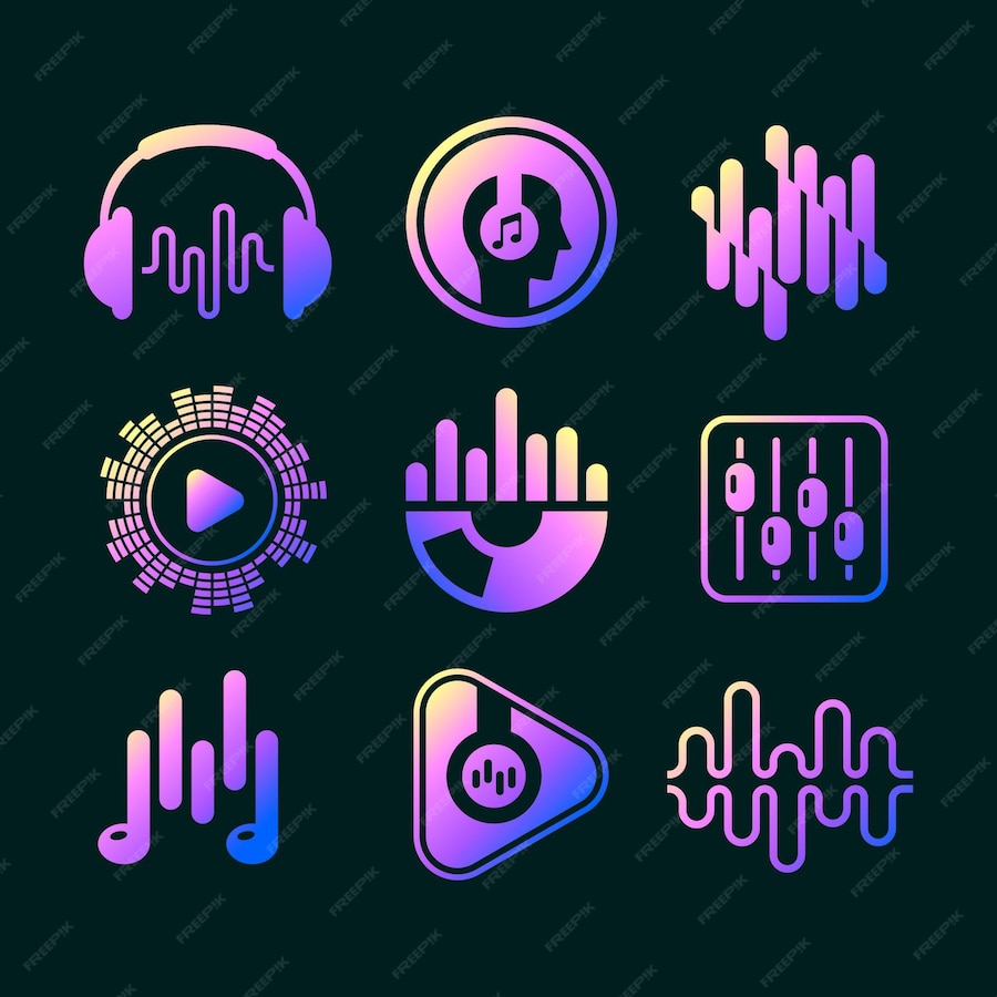 Premium Vector | Gradient dj logo collection Premium Vector | Gradient dj logo collection