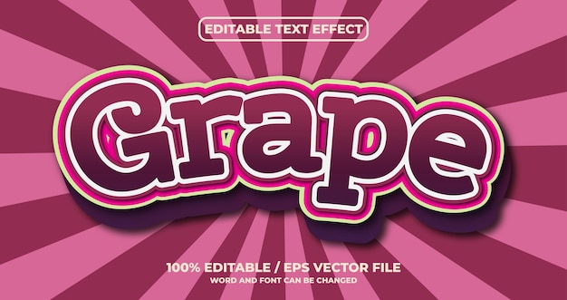 Premium Vector | Grape editable text effect Premium Vector | Grape editable text effect
