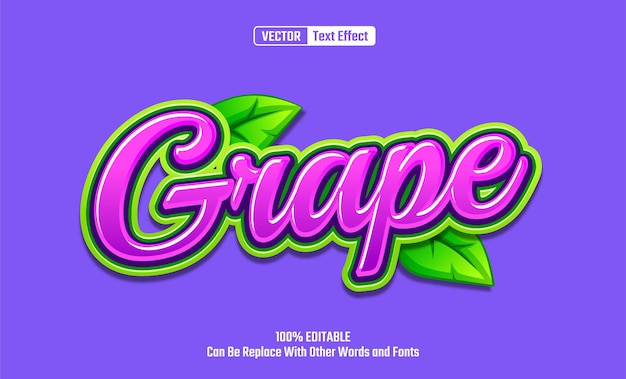 Premium Vector | Grape editable vector text effect Premium Vector | Grape editable vector text effect
