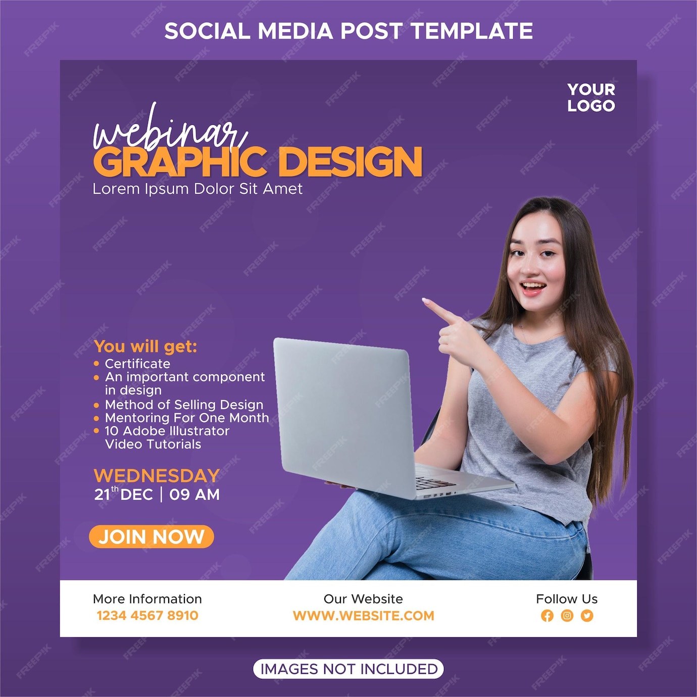Premium Vector | Graphic design webinar class design for social media ... Premium Vector | Graphic design webinar class design for social media ...