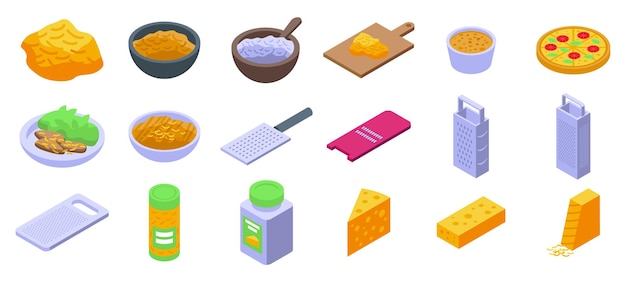 Premium Vector | Grated cheese icons set Grated cheese for cooking and ... Premium Vector | Grated cheese icons set Grated cheese for cooking and ...