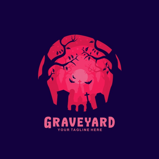Premium Vector | Graveyard logo with flat design Premium Vector | Graveyard logo with flat design