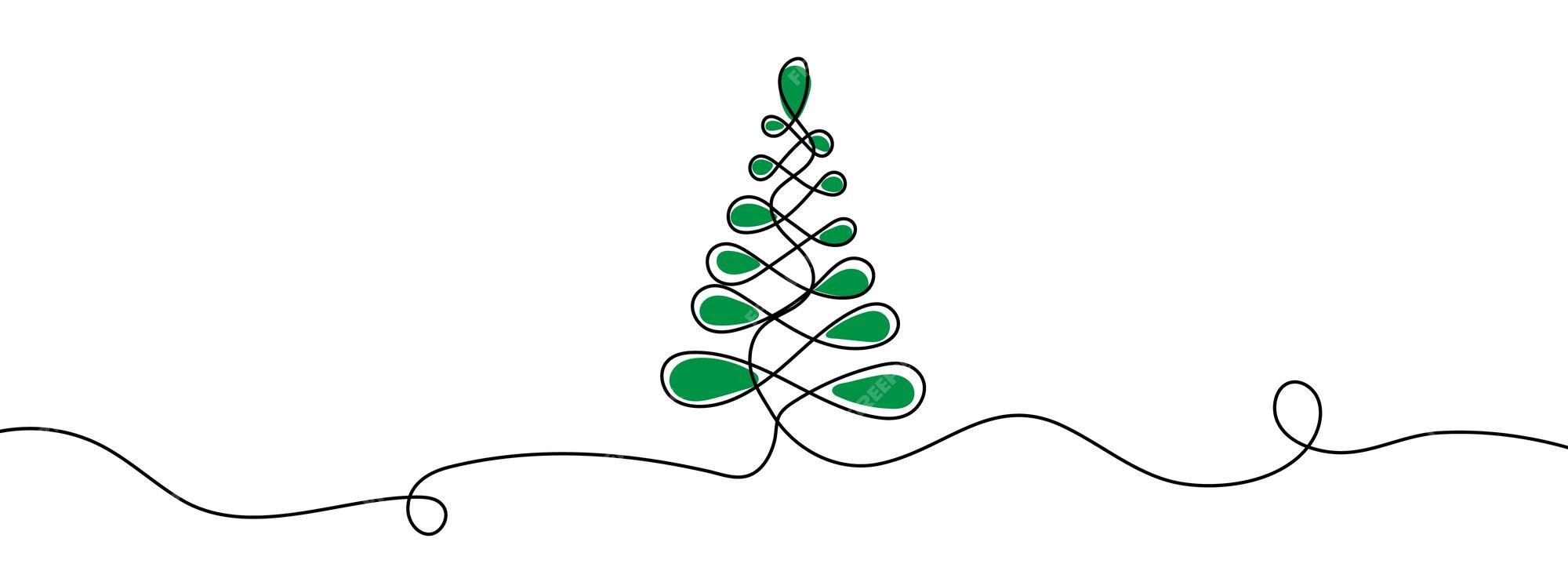 Premium Vector | Green christmas pine fir tree continuous one line ... Premium Vector | Green christmas pine fir tree continuous one line ...